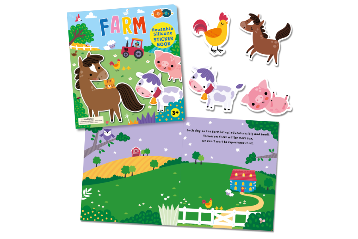 Buddy & Barney Farm Silicone Sticker Book Reusable - Treasures Toys Of ...