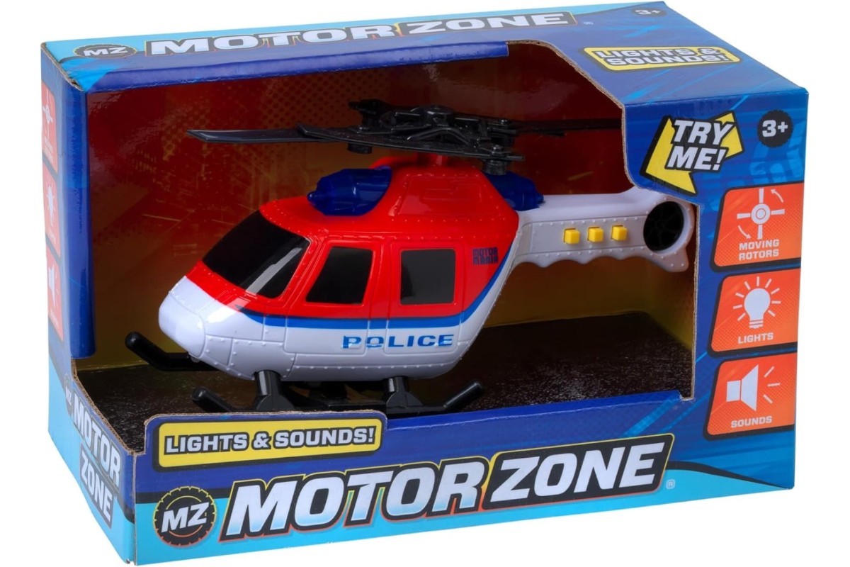 MOTOR ZONE POLICE HELICOPTER EMERGENCY VEHICLE - Treasures Toys Of Wetherby